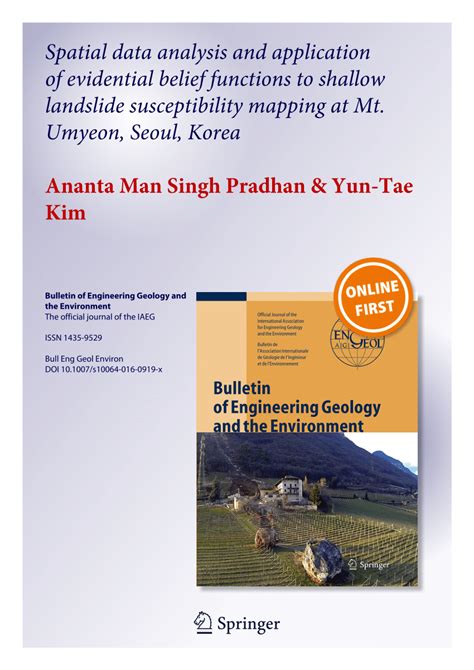 pdf spatial data analysis and application of evidential belief functions to shallow landslide
