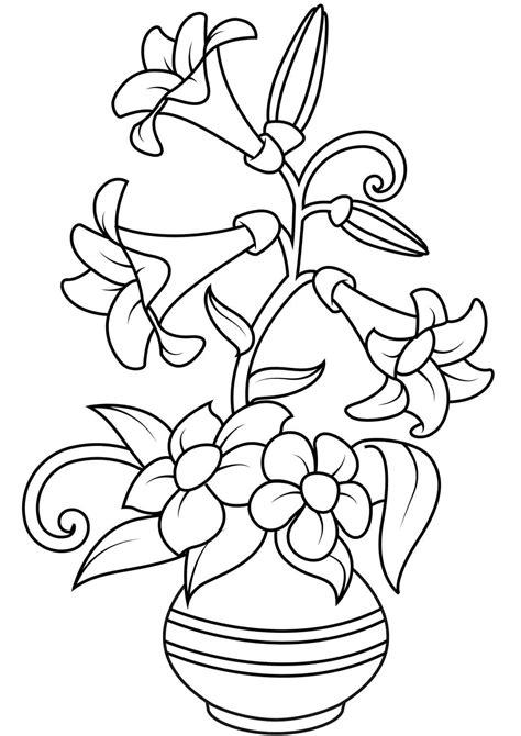 Vaso De Flores Impressionante Para Colorir Imprimir E Desenhar