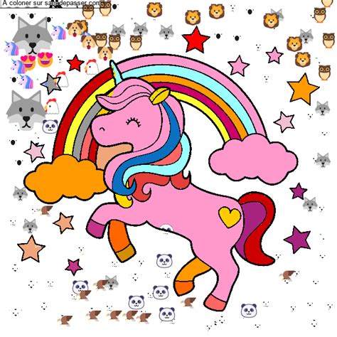 Dessin Colori Coloriage Licorne Et Arc En Ciel Par Un Invit Sans