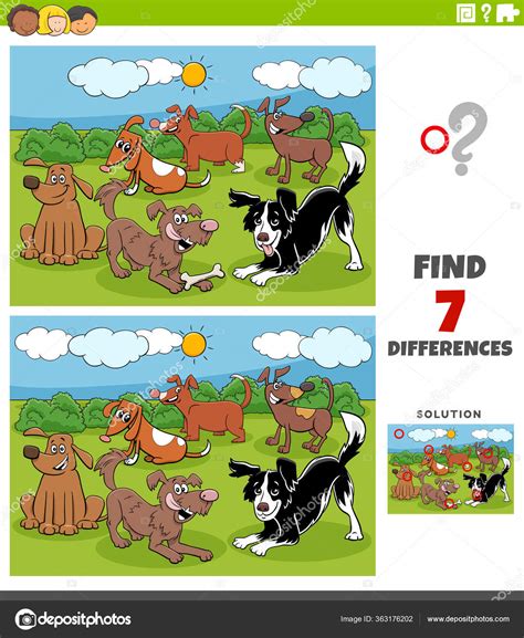 Ilustración Dibujos Animados Encontrar Diferencias Entre Imágenes Tarea
