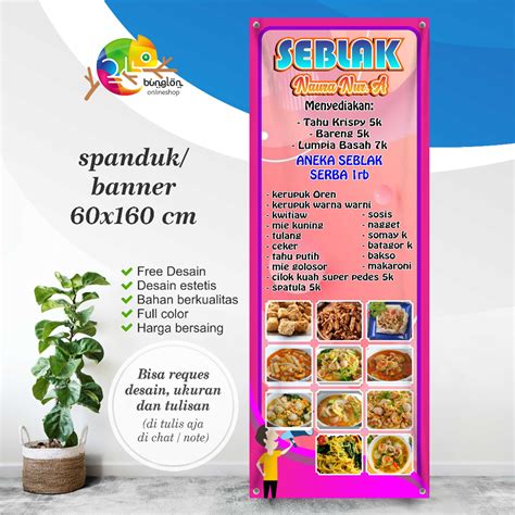 Jual MMT 60x160 Cm Spanduk Banner Seblak Bisa Custom Desain Shopee