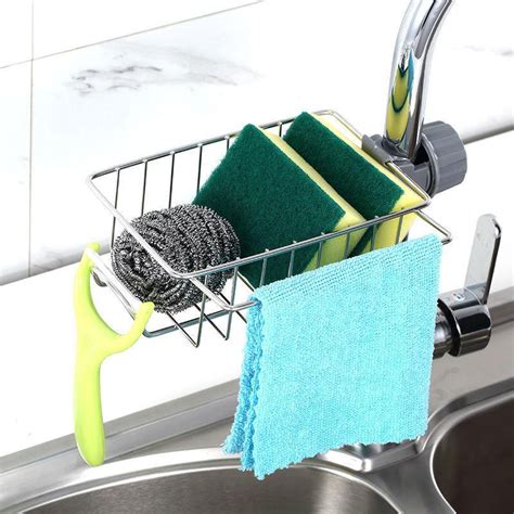 Cesto Grade Inox Pia Torneira Cozinha Guardar Esponja Cesta Drenagem