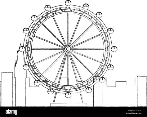 Ruota Panoramica Ferris Immagine Dell Icona Illustrazione Vettoriale