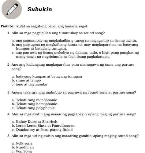 Subukin Panuto Isulat Sa Sagutang Papel Ang StudyX