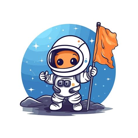 Vetor De Desenho Animado De Astronauta Fofo Vetor Premium