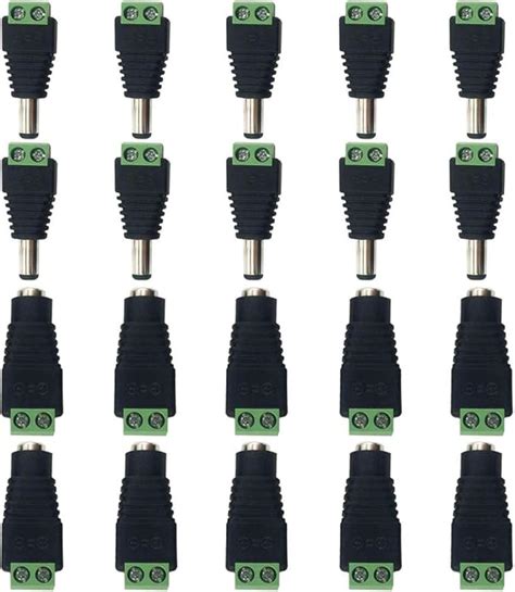 10 Conectores Macho y 10 Hembras De 12 V CC Adaptador De Alimentación