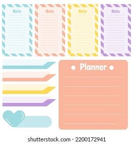 Cute Paper Notes Stationary Set Scrapbook Stock Vector Royalty Free