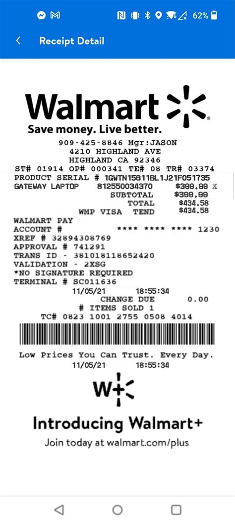 Walmart Receipt Receipt Maker Gateway Laptop Receipt Template