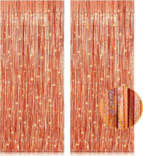 Amazon 2 Pack 3 2ft X 8 2ft Rose Gold Foil Fringe Curtain Backdrop