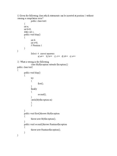 core java theory test pdf method computer programming class computer programming