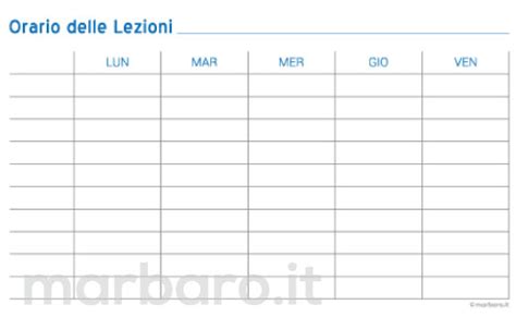 Tabella Orario Scolastico Vuota Excel Orario Lezioni Da Stampare