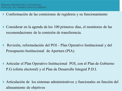 PAUTAS PARA LOS PRIMEROS 100 DÍAS DE GOBIERNO Y GESTIÓN MUNICIPAL