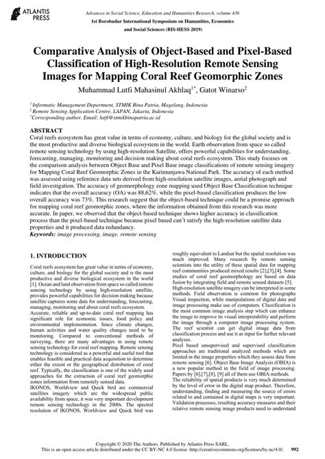 pdf comparative analysis of object based and pixel based classification of high resolution