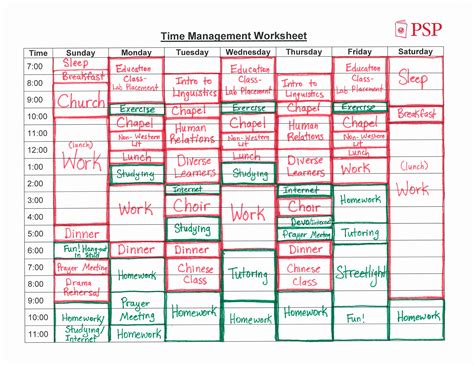 Time Management Chart Template