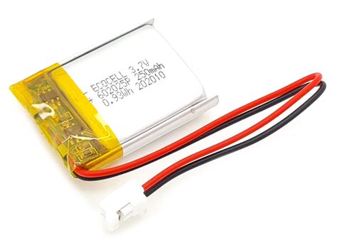 LiPo Battery 250mAh 3 7V 602025 Polymer Lithium Ion Ecocell
