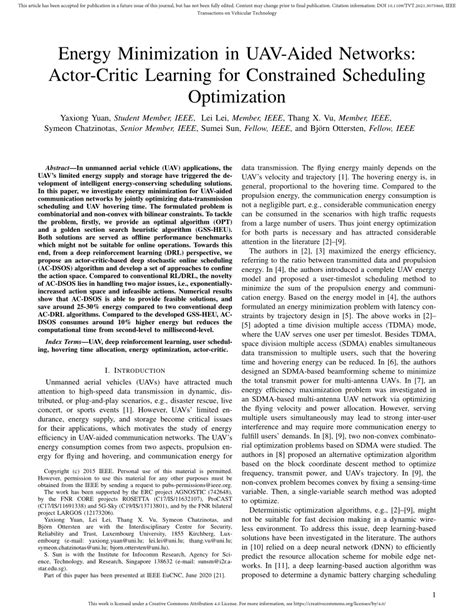 pdf energy minimization in uav aided networks actor critic learning for constrained