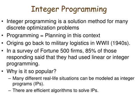 ppt integer programming powerpoint presentation free download id 410329