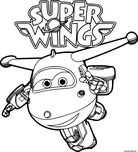Coloriage Super Wings Jett Avion Rouge Est Genereux Jecolorie