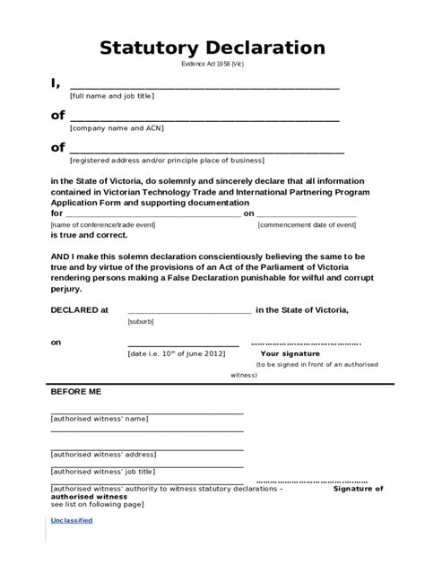 Statutory Declaration Business Victoria Doc Template Pdffiller