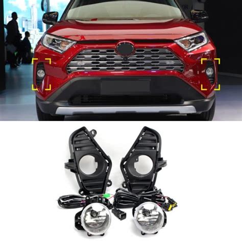 Front Bumper Fog Light Lamps Assembly Kit With Bulb For Toyota RAV4