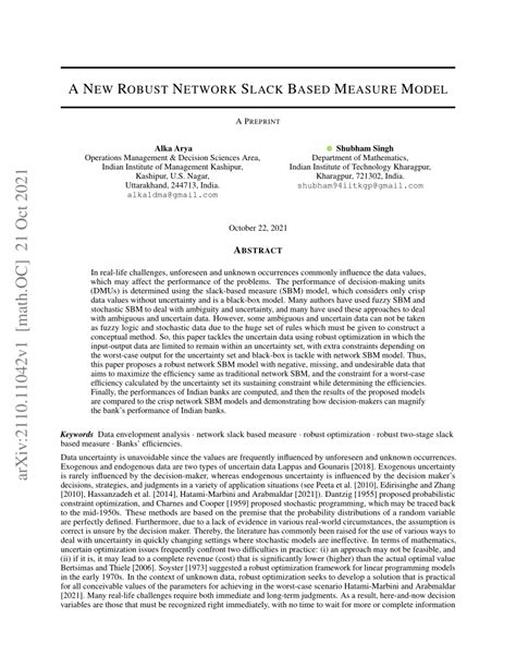 pdf a new robust network slack based measure model