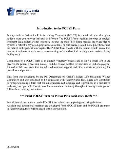 Fillable Online Introduction To The POLST Form POLST Portable