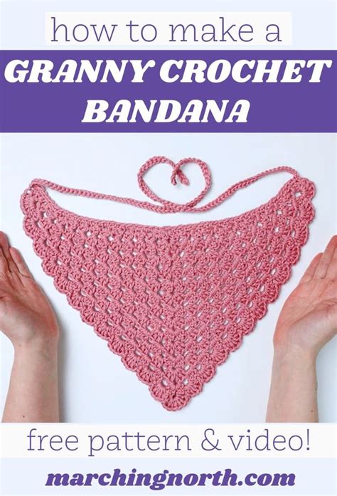 Easy Crochet Bandana Free Pattern Video Tutorial 編み物 かぎ針編み 小物 かぎ針