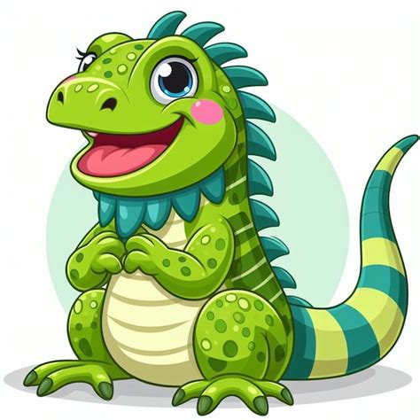 Premium Vector Cute Iguana Vector Cartoon Illustration
