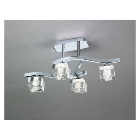 Mantra Cuadrax Plafón de Techo Niquel Satinado 4 Luces con Cristal Optico