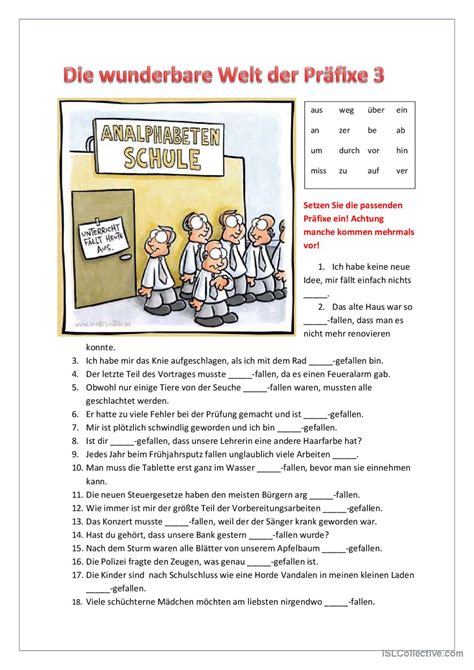 Praefixe 3 wortbildung Deutsch DAF Arbeitsblätter pdf doc