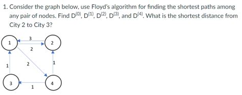 Solved Consider The Graph Below Use Floyd S Algorithm Chegg