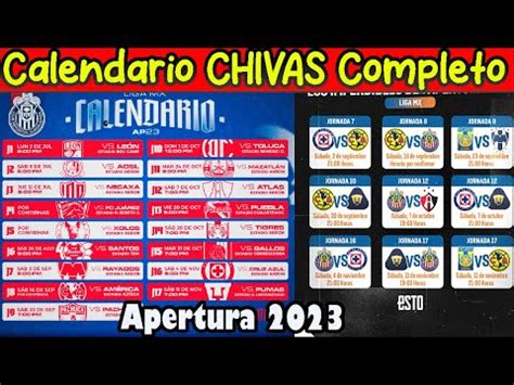 Calendario COMPLETO Chivas Apertura 2023 Liga MX Fechas Y