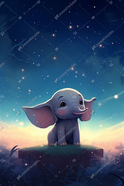 Dreaming Of The Stars Photo Of Adorable Baby Elephant Gazing At The