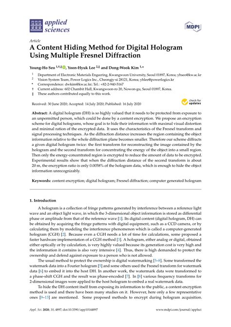 pdf a content hiding method for digital hologram using multiple fresnel diffraction