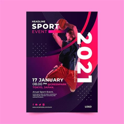 Plantilla de póster para evento deportivo Vector Premium