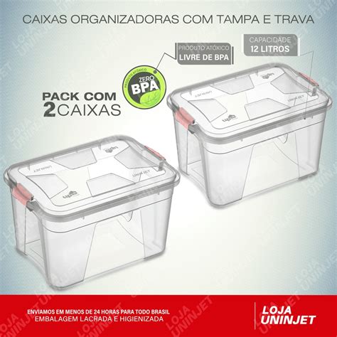 Kit Caixas Organizadoras Transparente Litros Uninjet Shopee