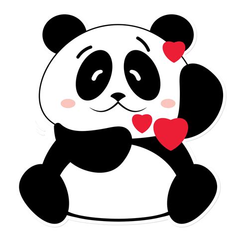 Panda Love Valentine Cartoon Cute Png