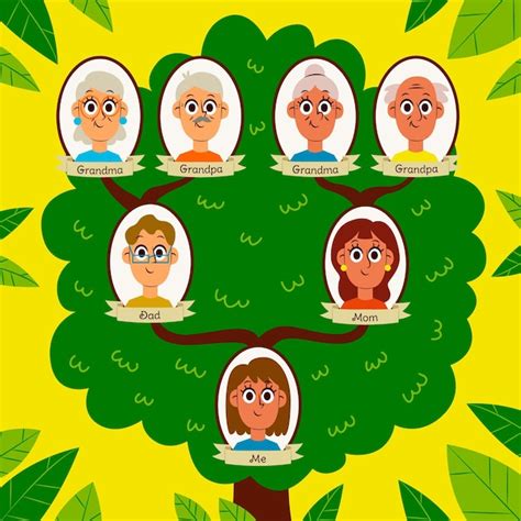 Diseño plano dibujado a mano del árbol genealógico Vector Gratis