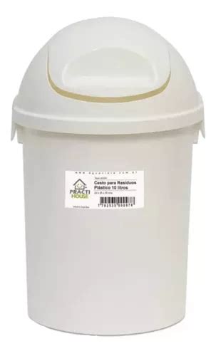 Cesto Tacho Basura Blanco Redondo 10l Plástico Tapa Vaivén MercadoLibre