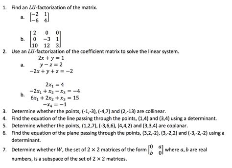 solved 1 find an lu factorization of the matrix 10 12 3 2