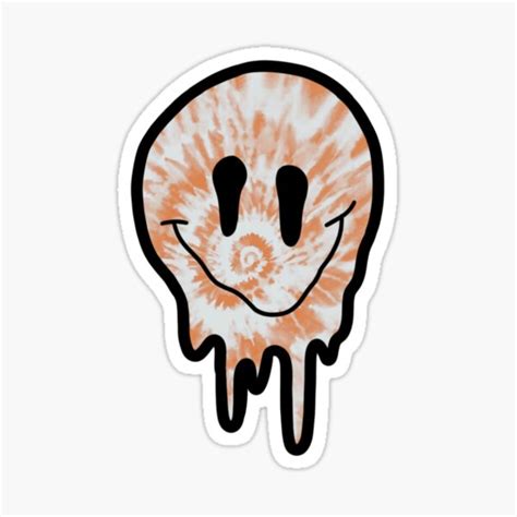 Orange Tye Dye Drippy Smiley Face Sticker For Sale By Zarapatel