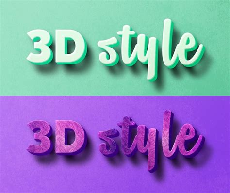Premium PSD Two Purple And Green Text Effects In 3d Style