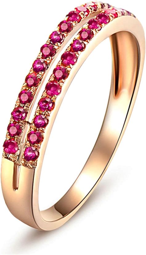 KnBoB Ringe 2 Reichen Rund Rubin Diamantring Vertrauensring Mit Rot