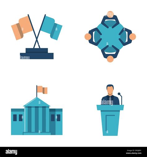 International Conference Icon Set In Flat Style Business Meeting