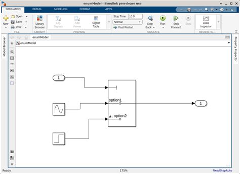 simulate fmu with enum type ports using fmu import block matlab and simulink mathworks india