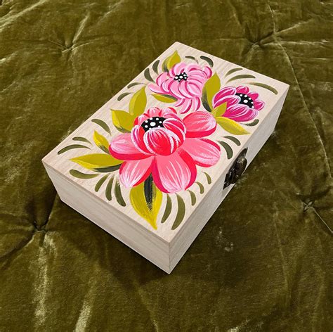 Hand Bemalt Floral Schmuck Box Etsy