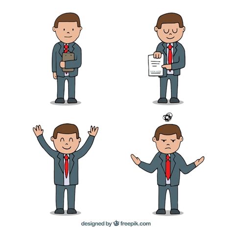 Vendedor De Dibujos Animados Lindos En Diferentes Posiciones Vector
