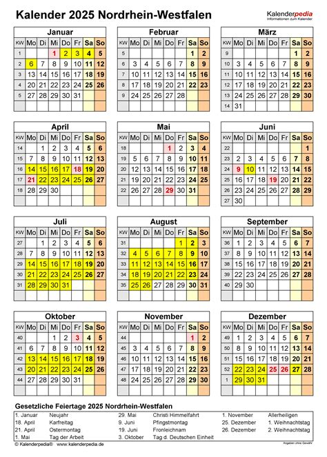 Kalender 2025 Nrw Mit Feiertagen Image To U