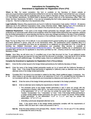 Fillable Online Amendment To Application For Registration Form LP 6