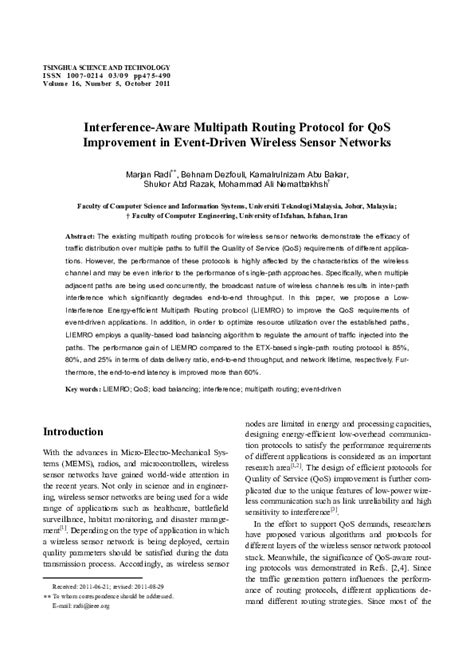 pdf interference aware multipath routing protocol for qos improvement in event driven wireless